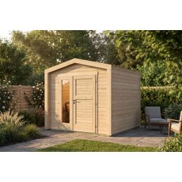 Gartenhaus Weka "Killarney", naturbelassen, ohne Fu&szlig;boden, ohne Dacheindeckung, Massivholz, Gartenh&auml;user, Gartenhaus, Doppelt&uuml;r, 1 1/2 Seite mit Fenster