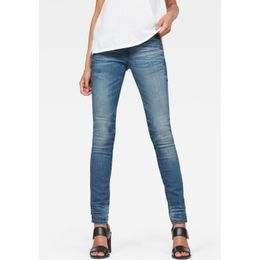G-Star Raw Skinny-fit-Jeans G-STAR "GS-Lynn Mid Waist", Damen, Gr. 27, L&auml;nge 30, blau (schwarz used), Denim/Jeans, Obermaterial: 92% Baumwolle, 6% Elastomultiester, 2% Elasthan, skinny fit lang, Jeans, moderne Version des klassischen 5-Pocket-Designs
