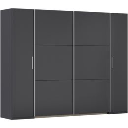 Schwebet&uuml;renschrank Rauch "Kleiderschrank Dreht&uuml;renschrank Schrank Garderobe KRONACH", grau (graumetallic, griffleisten alu), B:268cm H:210cm T:59cm, Holzwerkstoff, Schr&auml;nke, Schwebet&uuml;renschrank, mit Dreh- und Schwebet&uuml;ren und vielen Einlegeb&ouml;den MADE IN GERMANY