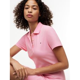 Polokleid Tommy Hilfiger "SLIM PIQUE POLO DRESS SS", Damen, Gr. S (36/38), N-Gr, classic pink, Piqu&eacute;, Obermaterial: 96% Baumwolle, 4% Elasthan, unifarben, slim fit kniefrei, Rundhals, eingesetzt gerader Abschluss, Kleider, Baumwollmischung, slim fit