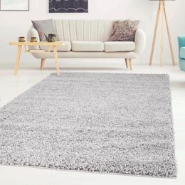 Hochflor-Teppich Carpet City "Shaggi uni 500" Gr. 1, grau, B:60cm H:30mm L:110cm, Kunstfaser, Teppiche, L&auml;ufer, Shaggy, Uni, Langflor, weich, Wohnzimmer, Schlafzimmer, Kinder