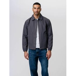 Outdoorjacke TEESHOPPEN "TEESHOPPEN Jacket Short Zip", Herren, Gr. L, grau, Obermaterial: 100% Polyester, Jacken Outdoorjacke