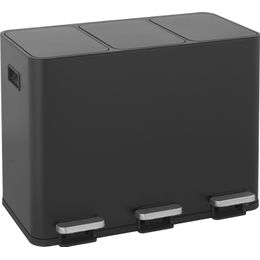 M&uuml;lleimer OTTO HOME "Garrin, mit 3 F&auml;chern, Fassungsverm&ouml;gen jeweils 15 Liter", schwarz, B:62,6cm H:48,4cm T:38,2cm, Edelstahl, M&uuml;lleimer, M&uuml;lleimer, M&uuml;lltrennsystem mit 3 separaten Innenbeh&auml;ltern und Fu&szlig;trittpedalen