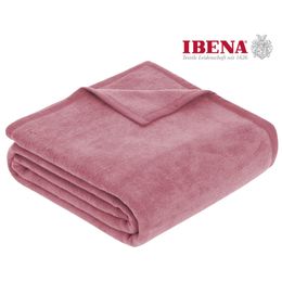 Wohndecke Ibena "Luxus", rosa (altrosa), B:150cm L:200cm, Baumwolle, Kunstfaser, Wohndecken, Wohndecke, verschiedene Gr&ouml;&szlig;en, uni, Kuscheldecke, Premium, made in Europe