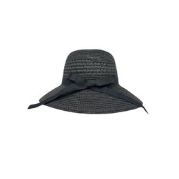 Sonnenhut Laura Scott, Damen, schwarz, Web, Stroh, unifarben, festlich, H&uuml;te, mit schm&uuml;ckender Zierschleife, knautsch- & falltbar - NEW