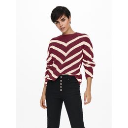 Strickpullover Only "ONLELIZA L/S PULLOVER KNT NOOS", Damen, Gr. S, wei&szlig; (zinfandel stripes:wei&szlig;cap gray), Strick, Obermaterial: 81% Polyacryl, 19% Polyester, gestreift, gerade normal, Rundhals, Strickb&uuml;ndchen, Pullover Strickpullover, Kunstfaser, regular fit