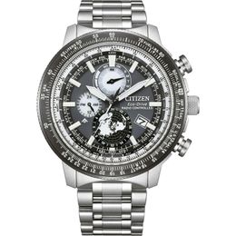Funk-Multifunktionsuhr Citizen "Promaster Geo Trekker", silber (silberfarben, schwarz), Armbanduhren, Herren, Armbanduhr, Solar, Herrenuhr, Edelstahlarmband, analog