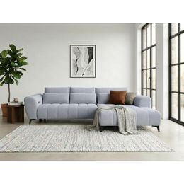 Ecksofa WERK2 "Garay, XXL-Liegefl&auml;che: elektrisch ausziehbar auf ca. 228&times;126 cm", grau, B:287cm H:64cm T:220cm, 100% Polyester, Sofas, Ecksofa, Luxus in &Uuml;bergr&ouml;&szlig;e: XXL-Liegefl&auml;che, Komfort-Ottomane & stilvolle F&uuml;&szlig;e