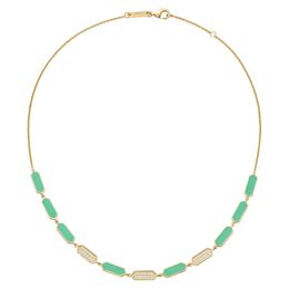 Collier "mit Emaille-Einlagen und Zirkonia, Silber 925", gold, Giorgio Martello MILANO, Halsketten, Damen, 45cm, Silber 925 (Sterlingsilber), Collier