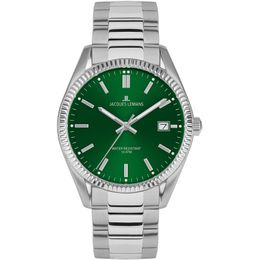Quarzuhr Jacques Lemans "Derby", silber (silberfarben, gr&uuml;n), Armbanduhren, Damen, Quarzuhr, Armbanduhr,Herrenuhr,Damenuhr,Edelstahlarmband,bis 10 bar wasserd.