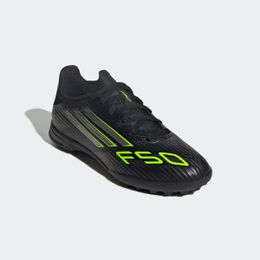 Fu&szlig;ballschuh adidas Performance "F50 LEAGUE KIDS TF", M&auml;dchen, Gr. 37, schwarz (core schwarz, iron metallic, lucid lemon), Synthetik, Textil, Schuhe Fu&szlig;ballschuh, f&uuml;r harte Untergr&uuml;nde Asche/Kunstrasen, f&uuml;r Kinder & Jugendliche