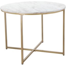 Esstisch OTTO HOME "Gondat", bunt (marmor, golden, goldchrome, marmor), B:90cm H:76cm T:90cm, Tische, Esstisch, mit Tischplatte in Marmor-Optik, Gestell aus Metall golden, H&ouml;he 76 cm