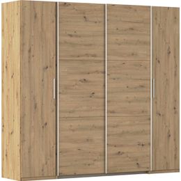 Schwebet&uuml;renschrank Rauch "Kleiderschrank Dreht&uuml;renschrank Schrank Garderobe KRONACH", braun (eiche artisan, griffleisten alu), B:225cm H:210cm T:59cm, Holzwerkstoff, Schr&auml;nke, Schwebet&uuml;renschrank, mit Dreh- und Schwebet&uuml;ren und vielen Einlegeb&ouml;den MADE IN GERMANY