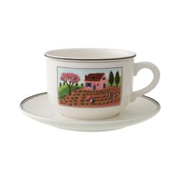 Villeroy & Boch Tasse VILLEROY & BOCH "Cappuccinotasse mit Untertasse Design Naif 330 ml bunt", bunt, Porzellan, Trinkgef&auml;&szlig;e, Tasse