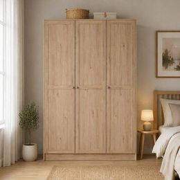 Kleiderschrank Home Affaire "Billund, skandinavischen Design & viel Stauraum, 2 Breiten 145/195 cm", braun (jackson hickory), B:147cm H:200,1cm T:61,7cm, Holzwerkstoff, Schr&auml;nke, Kleiderschrank, Viel Stauraum mit B&ouml;den & Kleiderstange, praktische Aufteilung