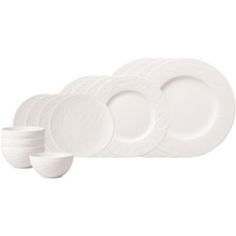 Villeroy & Boch Geschirr-Set VILLEROY & BOCH "Starter-Set Manufacture Rock wei&szlig;", wei&szlig;, 16, Porzellan, Geschirr-Sets, Geschirr-Set, Sp&uuml;lmaschinengeeignet, Mikrowellenfest