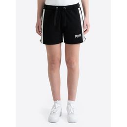 Sweatshorts Lonsdale "CARLOWAY", Damen, Gr. M, N-Gr, schwarz, wei&szlig;, Obermaterial: 60% Baumwolle, 40% Polyester, Hosen Sweatshorts, sportlicher Stil, f&uuml;r Sportmode und Streetwear, komfortable Passform