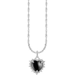 Kette mit Anh&auml;nger Thomas Sabo "Heart Romance" Gr. 45, bunt (silberfarben, wei&szlig;, schwarz), Halsketten, Damen, 45, Silber 925 (recycelt), B: 13,7mm, mit Zirkonia (synth.), Saphir (synth.), B:13,7mm