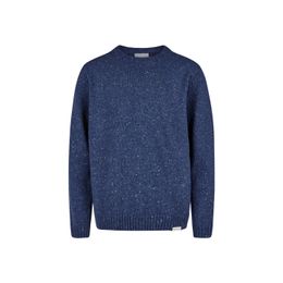 Strickpullover Cleptomanicx "Spacer", Herren, Gr. L, blau (dunkelblau), 80% Wolle, 20% Polyamid, unifarben, normal, Rundhals, Pullover Strickpullover, mit lockerem Schnitt