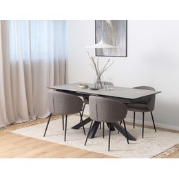 Esstisch ACTONA GROUP "Heaven, Rechteckig Tischplatte aus rauer Keramik, Kreuzfu&szlig;, ausziehbar", grau (schwarz, grau), B:210cm H:76cm T:90cm, Tische, Esstisch, Kratzfest, wasserabweisend, Sitzplatz f&uuml;r 4-8 Personen, B: 168/210 cm
