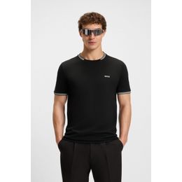 T-Shirt BOSS Green "Taul", Herren, Gr. S, schwarz (schwarz001), Single Jersey, Obermaterial: 92% Baumwolle, 8% Elasthan, regular fit normal, Rundhals, Rippb&uuml;ndchen, Shirts T-Shirt, aus softem Stretch-Baumwoll-Piqu&eacute;, Regular Fit, K&uuml;hlend
