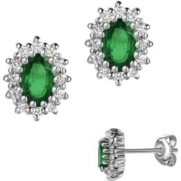 Paar Ohrstecker Firetti "Schmuck Geschenk Silber 925 Ohrschmuck Ohrringe Diana", gr&uuml;n (silberfarben, gr&uuml;n, kristallwei&szlig;, gr&uuml;n, kristallwei&szlig;), Ohrringe, Damen, Silber 925 (Sterlingsilber), Made in Germany - mit Zirkonia (synth.)