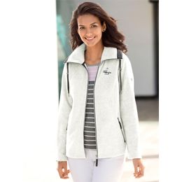 Fleecejacke Casual Looks, Damen, Gr. 36, beige (ecru), 100% Polyester, unifarben, Jacken Fleecejacke