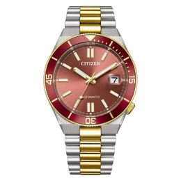 Automatikuhr Citizen "Tsuyosa Shore", silbergoldfarben, rot, Armbanduhren, Herren, Automatikuhr, Armbanduhr, Damenuhr, Herrenuhr, Mechanische Uhr, Edelstahlarmband