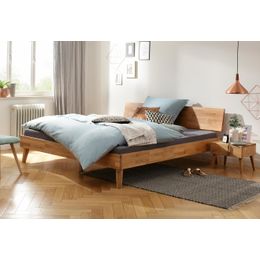 Bett Home Affaire "Natali", braun (eiche), Liegefl&auml;che L&auml;nge B: 200cm x 160cm, H&ouml;he Bettseite: 37cm, Betten, Bett, aus massiver Eiche, in verschiedenen Breiten