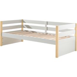 Einzelbett Vipack "Magrit, Kojenbett mit seitlichem Umbau, Liegefl&auml;che 90 x 200cm", wei&szlig; (wei&szlig;, natur), B:97,8cm H:76,6cm L:211,2cm, Betten, universell einsetzbar, wahlweise mit und ohne Bettschublade
