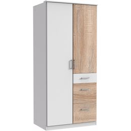 Kleiderschrank wimex "Click", wei&szlig; (wei&szlig;, struktureichefarben hell), B:90cm H:199cm T:58cm, Schr&auml;nke, Kleiderschrank Dreht&uuml;renschrank, ohne Spiegel