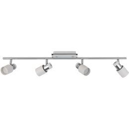 Eglo Deckenleuchte "Davida Deckenlampe, Deckenspot aus Metall, Wohnzimmerlampe, GU10", silberfarben, 4, 1 Stk., Leuchten, Spot - L78 x B7 cm - chrom, wei&szlig; - 4X4,6W inkl., Deckenleuchte