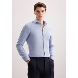 Businesshemd Seidensticker "Schwarze Rose", Herren, Gr. S (38), normale &Auml;rmell&auml;ngen, mittelblau, 100% Baumwolle, Hahnentrittmuster, slim fit, 2-Knopf-Manschette, Hemden, Slim 1/1 Kentkragen Pepita