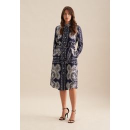 Sommerkleid Seidensticker "Schwarze Rose", Damen, Gr. M38, Normalgr&ouml;&szlig;en, blau (dunkelblau), 100% Viskose, bedruckt, regular fit, Kleider Sommerkleid, 1/1 Kragen Tuchprint