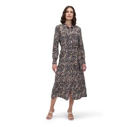 Hemdblusenkleid Betty Barclay "Damen mit Bindeg&uuml;rtel", Damen, Gr. 42, Normalgr&ouml;&szlig;en, dunkelblau, braun, Obermaterial: 100% Viskose, ausgestellt lang, Kleider