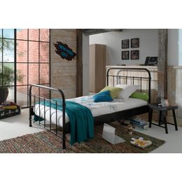 Einzelbett Vipack "New York, Bettgestell Metall, pulverbeschichtet, in zeitlosem Design", schwarz, B:125cm H:100cm L:210cm, Betten, zwei Breiten und mehrere Farben zu Auswahl