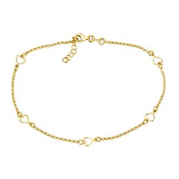 Fu&szlig;kette Vivance "925/- Sterling Silber vergoldet Herzen", gelb, Fu&szlig;ketten, Damen, 24+2cm, Silber 925 (Sterlingsilber), gl&auml;nzend