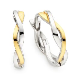 Paar Creolen Firetti "Schmuck, Geschenk, Creolen Bicolor", gold (silberfarben, gelbgoldfarben), Ohrringe, Damen, 15mm, Silber 925 (Sterlingsilber)