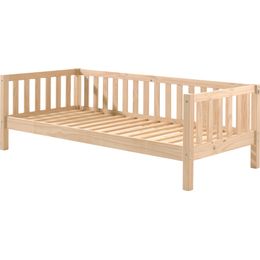 Einzelbett Vipack "Sprossenumrandung, Kiefer massiv, stabil gebaut und zeitloses Design", beige (milky pine), B:97,8cm H:68cm L:211,2cm, Betten, inkl. Rolllattenrost, mit oder ohne Bettschublade