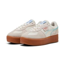 Sneaker Puma "PALERMO ELEVATA GENTLE MELD WNS", Damen, Gr. 42, wei&szlig; (warm wei&szlig;, gum), Leder, mehrfarbig, Schuhe Sneaker, f&uuml;r Alltag und Streetwear, mit herausnehmbarer Innensohle