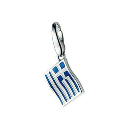 Charm-Einh&auml;nger "Griechenland-Flagge, Silber 925", bunt, Giorgio Martello MILANO, Charms, Damen, Silber 925 (Sterlingsilber)