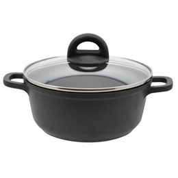 Kochtopf ELO Basic "Black", schwarz, B:29cm H:14,5cm L:36cm &Oslash;:28cm, T&ouml;pfe, Kochtopf, Gelochter Induktionsboden