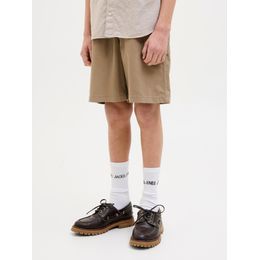 Jack & Jones Cargoshorts JACK & JONES JUNIOR "JPSTTONY CO JJCARPENTER SHORTS SN JNR", M&auml;dchen, Gr. 152, N-Gr, e.wood detail:stiching with dtm, Web, Obermaterial: 98% Baumwolle, 2% Elasthan, unifarben, relaxed fit knielang, Hosen