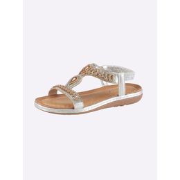 Sandale Andrea Conti, Damen, Gr. 36, silberfarben, cognac, Textil, Schuhe Sandale
