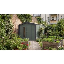 Gartenhaus Weka "Killarney", gr&uuml;ngrau, anthrazit, ohne Fu&szlig;boden, ohne Dacheindeckung, Massivholz, Gartenh&auml;user, Gartenhaus, Doppelt&uuml;r, 1 1/2 Fenster an Seite