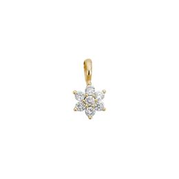 Kettenanh&auml;nger LYOMI "585/- Gelbgold Blume 7 synth. Diam. 0,13ct.", gelb, Schmuckanh&auml;nger, Damen, one-size, 0,13 VS = sehr kleine Einschl&uuml;sse, Gold, 0,3 g, Kettenanh&auml;nger
