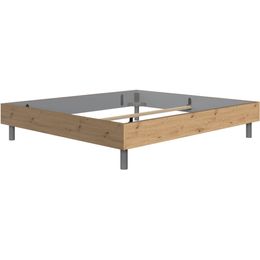 Bett wimex "Easy, gro&szlig;e Auswahl an Gr&ouml;&szlig;en und Farben, auch in Komforth&ouml;he", braun (artisan eiche, alufarben), H:38cm L:210cm, Betten, Bett, ohne Kopfteil, ideal unter Dachschr&auml;gen oder Fenster