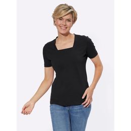 Kurzarmshirt Casual Looks "Shirt", Damen, Gr. 40, schwarz, 100% Baumwolle, unifarben, eckiger Ausschnitt, Shirts