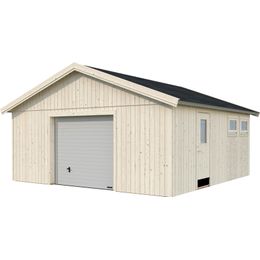 Garage Palmako "Andre", beige (naturbelassen), Massivholz, Garagen, BxTxH: 603x622x337 cm, mit Sektionaltor, naturbelassen