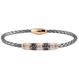 Adelia&acute;s Armband ADELIA&acute;S "Damen Armband aus Leder mit Strass Steinchen 19 cm", grau, Armb&auml;nder, Damen, 19cm, Leder, Armband, Sch&ouml;ne Geschenkidee zum einen besonderen Tag